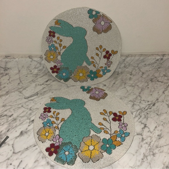 Rachel Zoe | Dining | New Set Of 2 Rachel Zoe Easter Floral Bunny ...